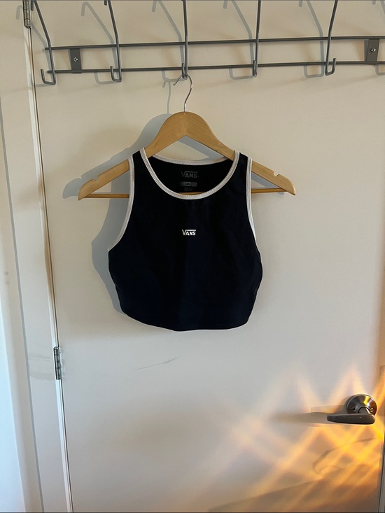 Vans | Tops | Vans Black Crop Tank With White Trim | Poshmark